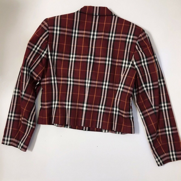 Burberry | Jackets & Coats | Burberry Burgundy Vintage Check Blazer ...